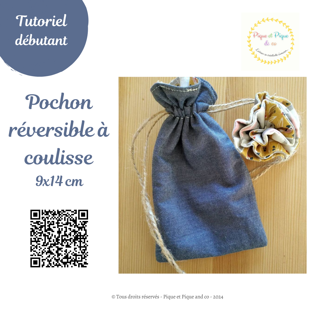 Tutoriel couture débutant : je couds un pochon en coton réversible à ...
